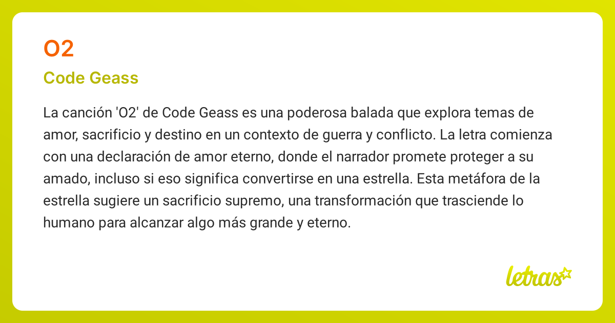 Significado de la canción O2 (Code Geass) - LETRAS.COM
