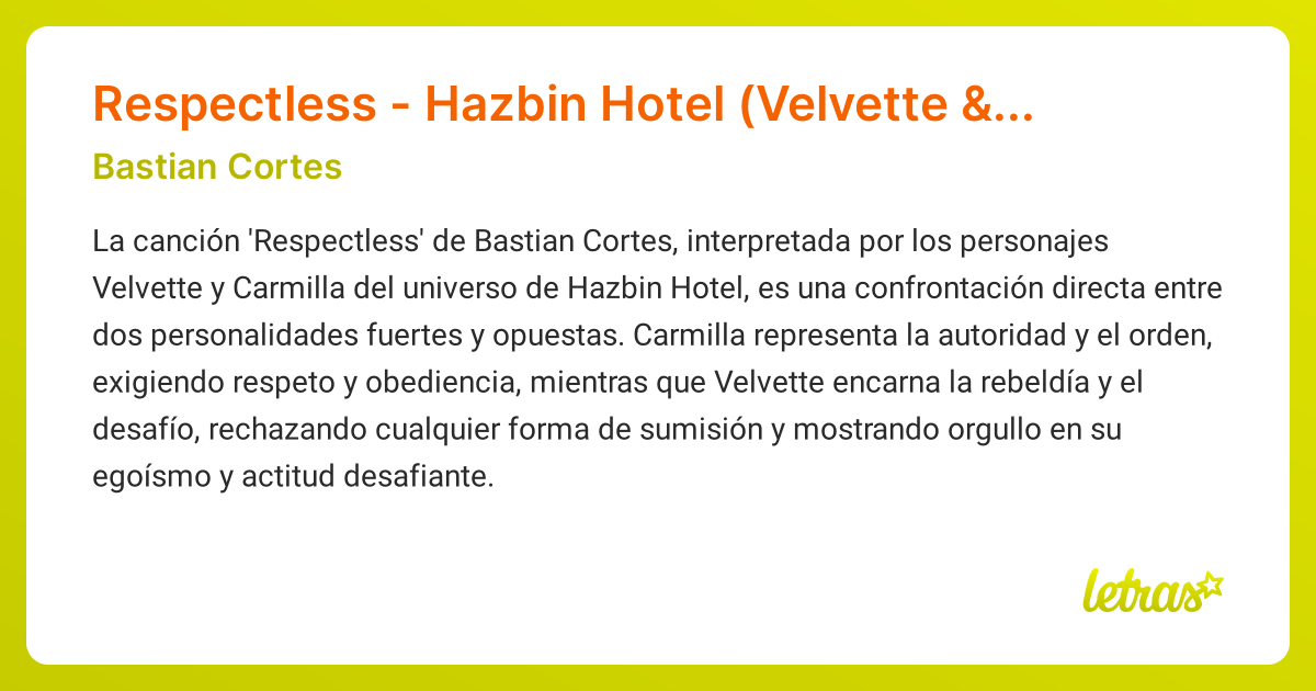 Significado de la canción Respectless - Hazbin Hotel (Velvette ...