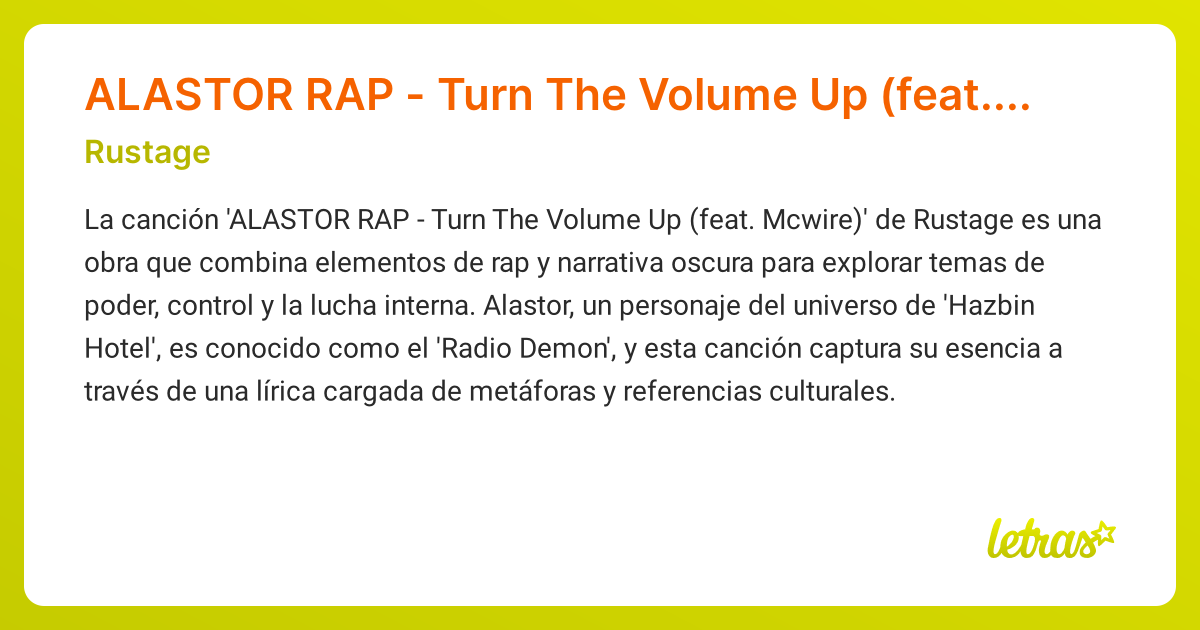Significado de la canción ALASTOR RAP - Turn The Volume Up (feat ...