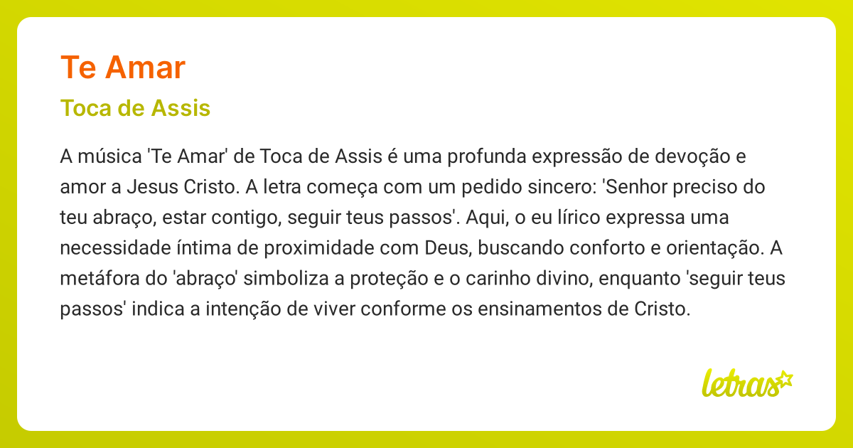 Significado da música TE AMAR (Toca de Assis) - LETRAS.MUS.BR