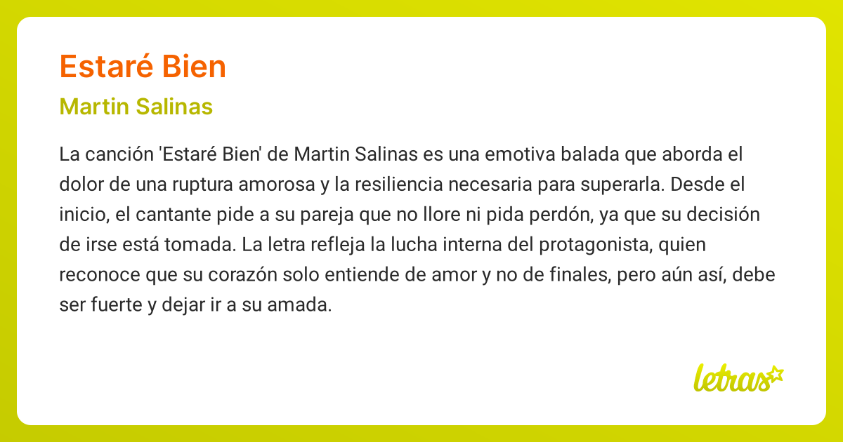 Significado de la canción ESTARÉ BIEN (Martin Salinas) - LETRAS.COM