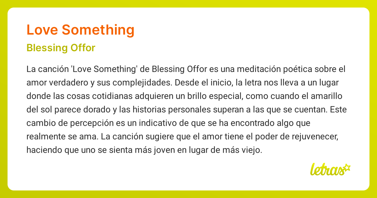 Significado de la canción LOVE SOMETHING (Blessing Offor) - LETRAS.COM