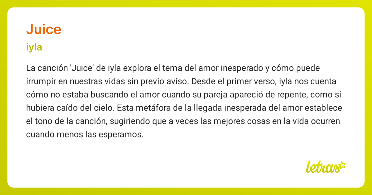 Significado de la canción JUICE (iyla) - LETRAS.COM