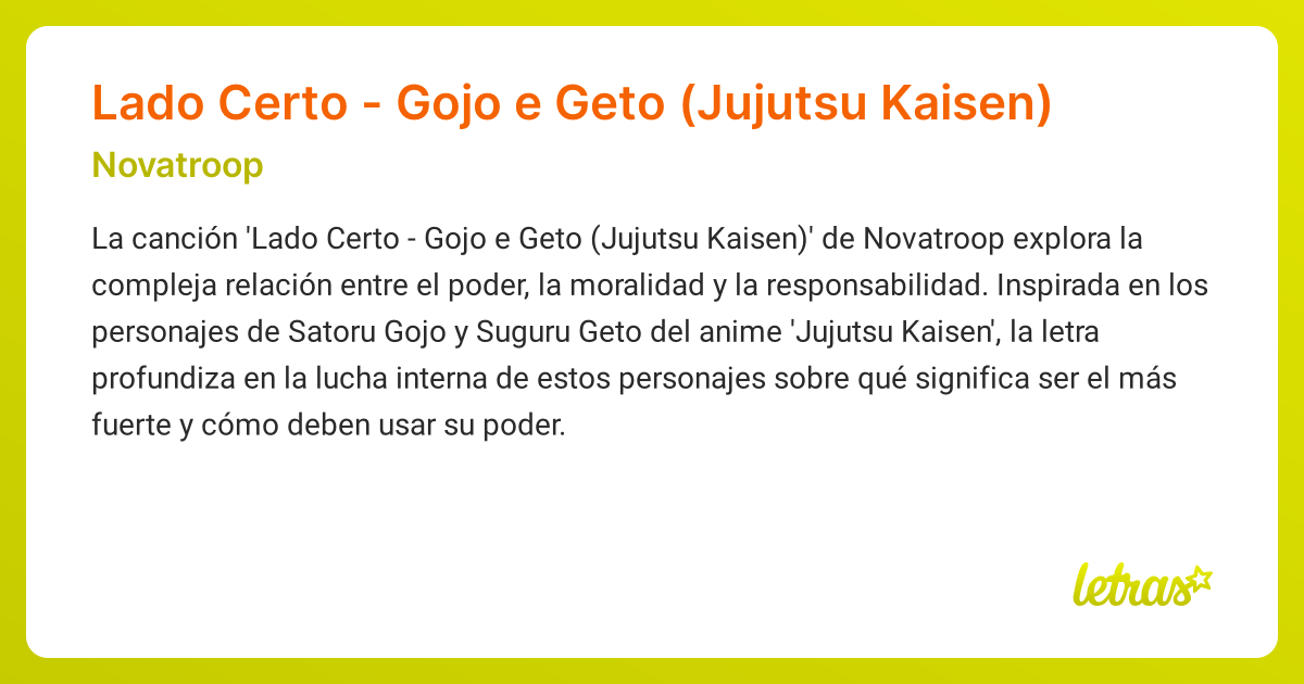 Significado de la canción Lado Certo - Gojo e Geto (Jujutsu Kaisen ...