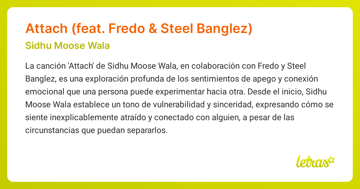 Significado de la canción Attach (feat. Fredo & Steel Banglez) (Sidhu ...