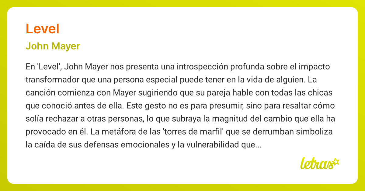 Significado de la canción LEVEL (John Mayer) - LETRAS.COM