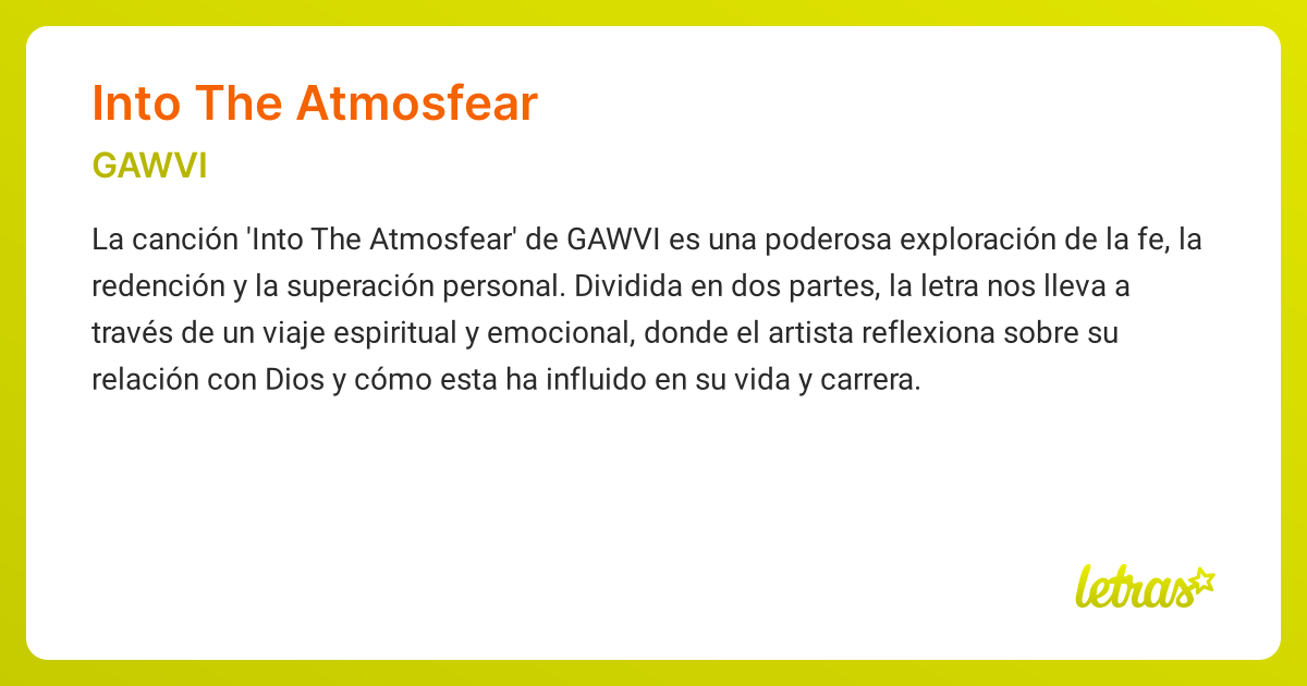 Significado de la canción INTO THE ATMOSFEAR (GAWVI) - LETRAS.COM