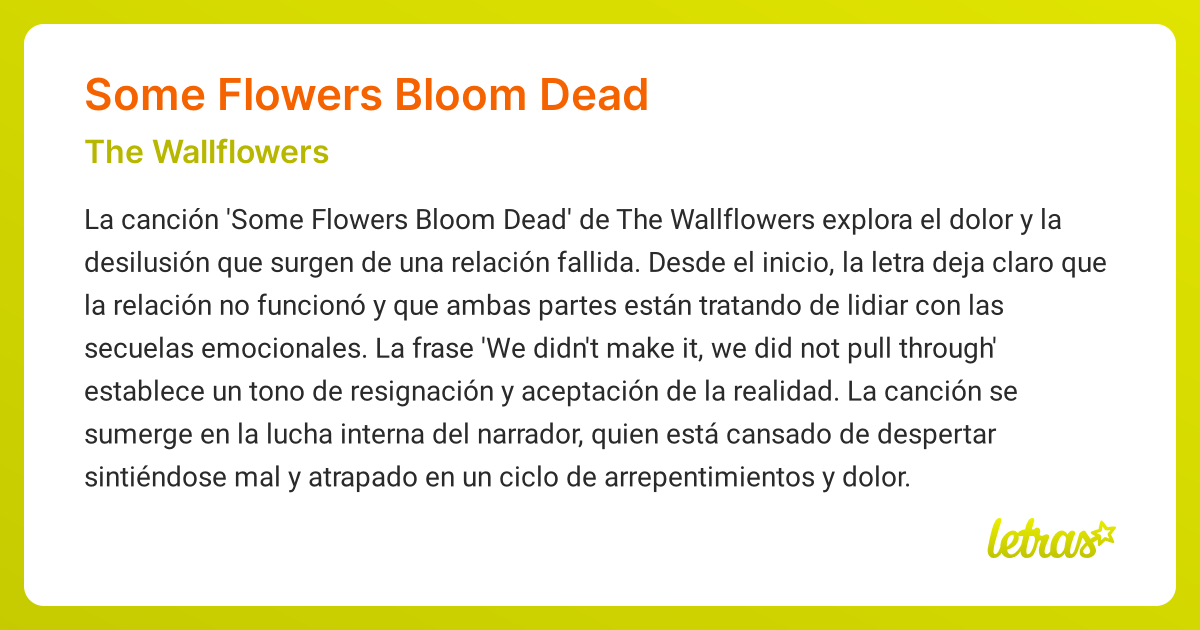 Significado de la canción SOME FLOWERS BLOOM DEAD (The Wallflowers ...