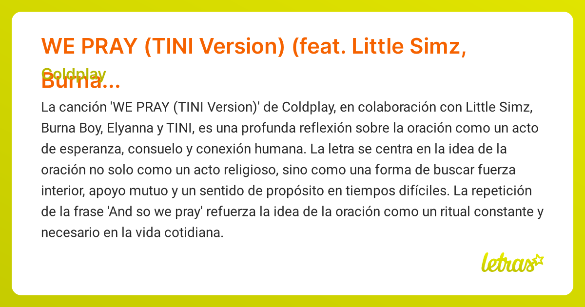 Significado de la canción WE PRAY (TINI Version) (feat. Little Simz ...