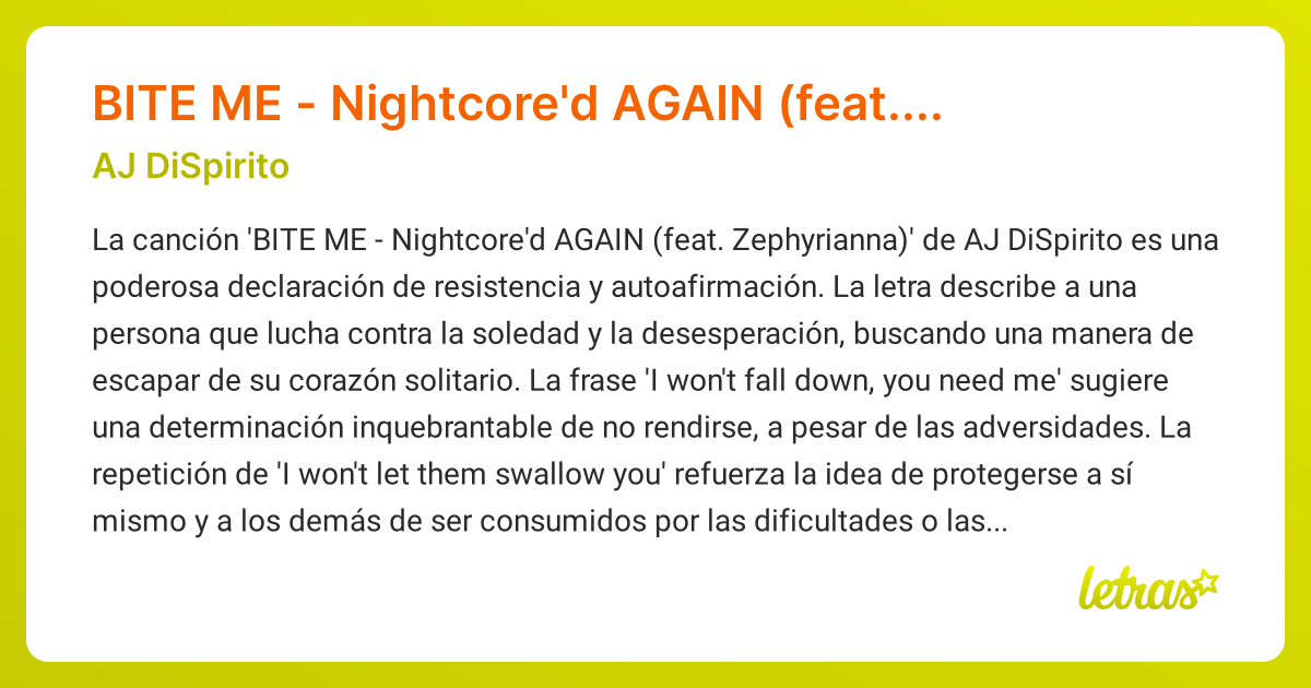 Significado de la canción BITE ME - Nightcore'd AGAIN (feat ...