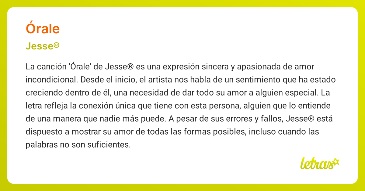 Significado de la canción ÓRALE (Jesse®) - LETRAS.COM