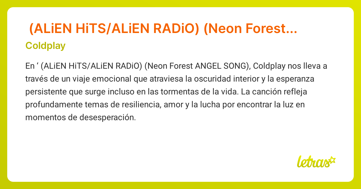 Significado de la canción 🌈 (ALiEN HiTS/ALiEN RADiO) (Neon Forest ANGEL ...