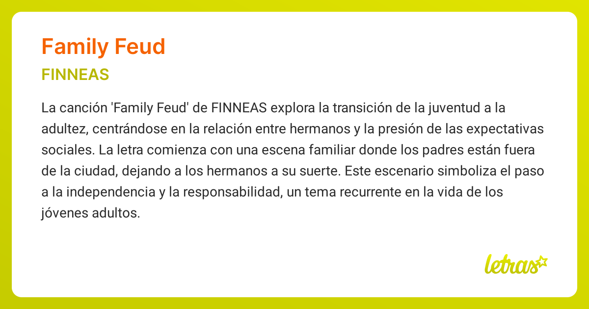 Significado de la canción FAMILY FEUD (FINNEAS) - LETRAS.COM