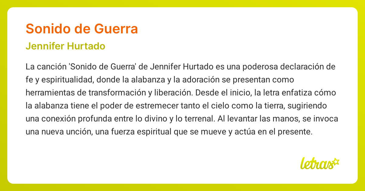 Significado de la canción SONIDO DE GUERRA (Jennifer Hurtado) - LETRAS.COM