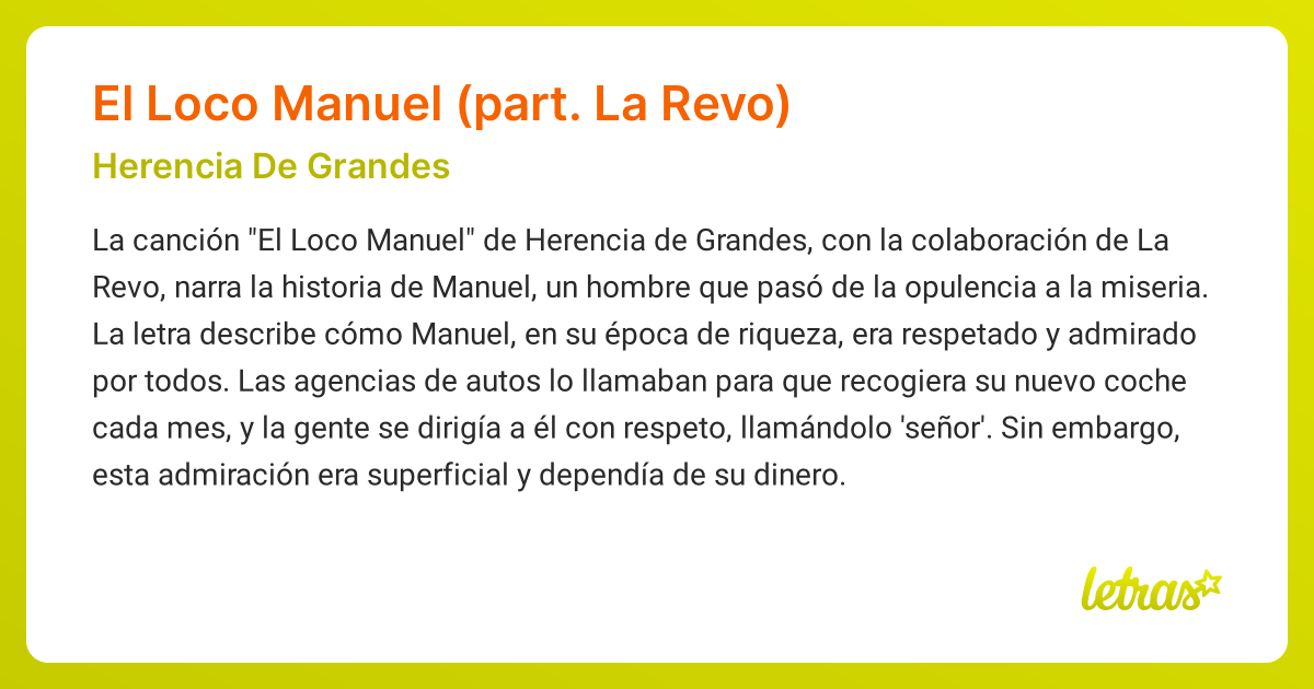 Significado de la canción EL LOCO MANUEL (PART. LA REVO) (Herencia De ...