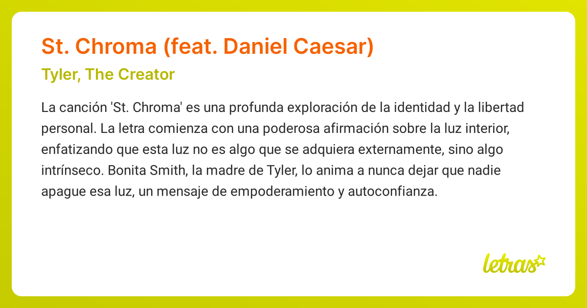 Significado de la canción St. Chroma (feat. Daniel Caesar) (Tyler, The ...