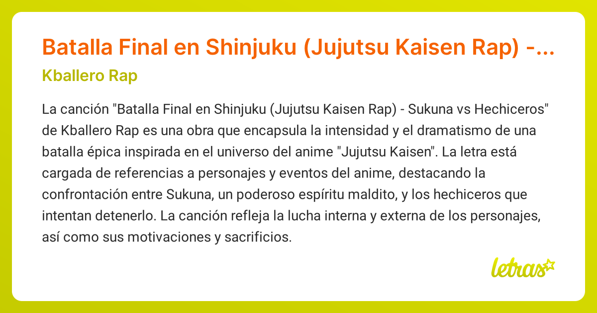 Significado de la canción Batalla Final en Shinjuku (Jujutsu Kaisen Rap ...