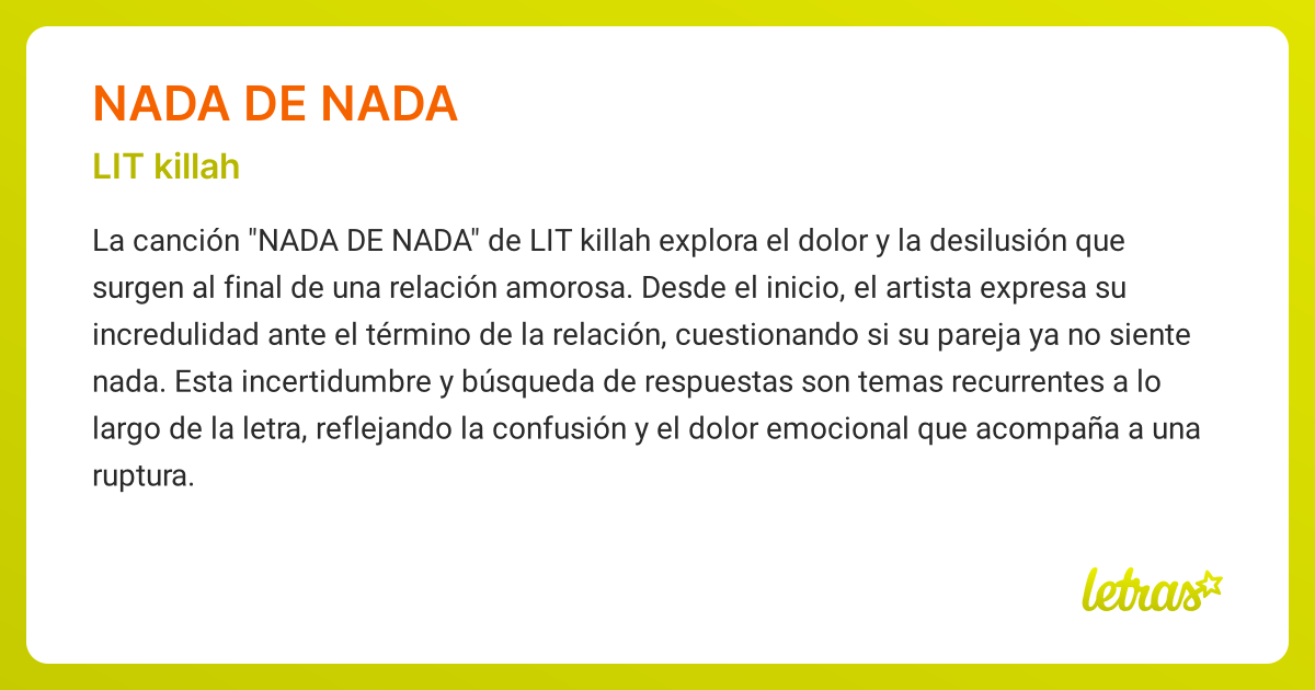 Significado de la canción NADA DE NADA (LIT killah) - LETRAS.COM
