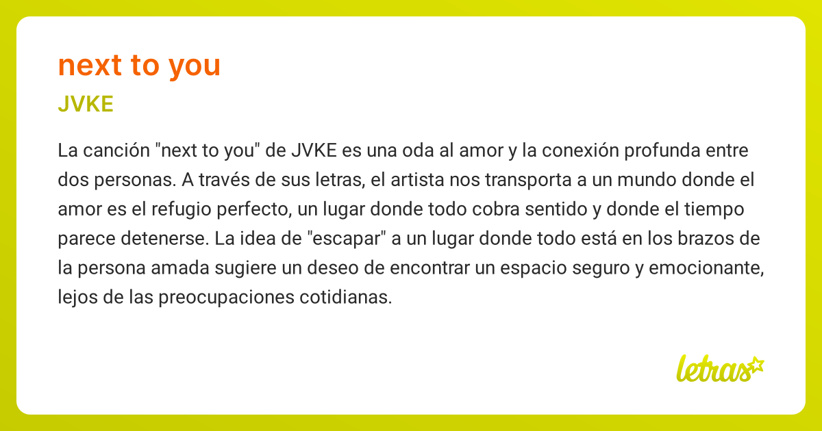 Significado de la canción NEXT TO YOU (JVKE) - LETRAS.COM