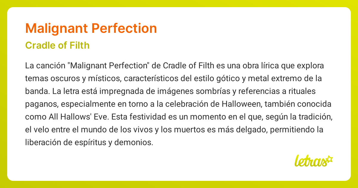 Significado de la canción MALIGNANT PERFECTION (Cradle of Filth ...