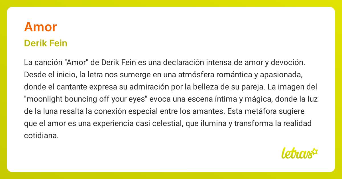Significado de la canción AMOR (Derik Fein) - LETRAS.COM