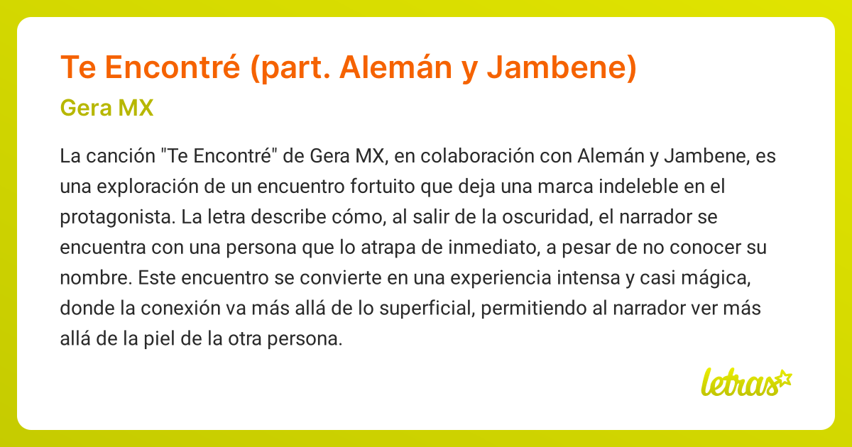 Significado de la canción Te Encontré (part. Alemán y Jambene) (Gera MX ...