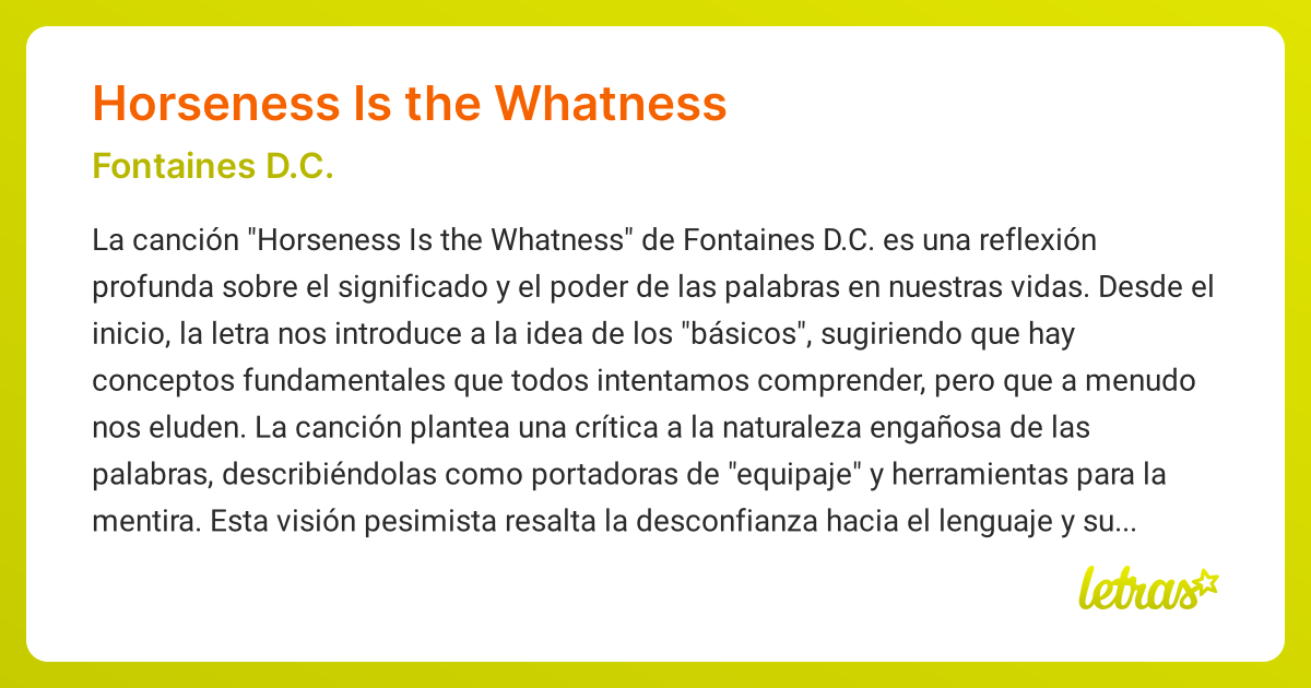 Significado de la canción HORSENESS IS THE WHATNESS (Fontaines D.C ...