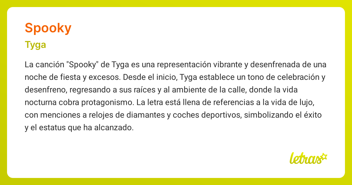 Significado de la canción SPOOKY (Tyga) - LETRAS.COM