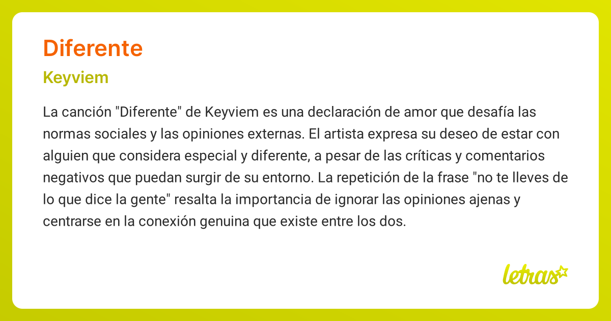 Significado de la canción DIFERENTE (Keyviem) - LETRAS.COM