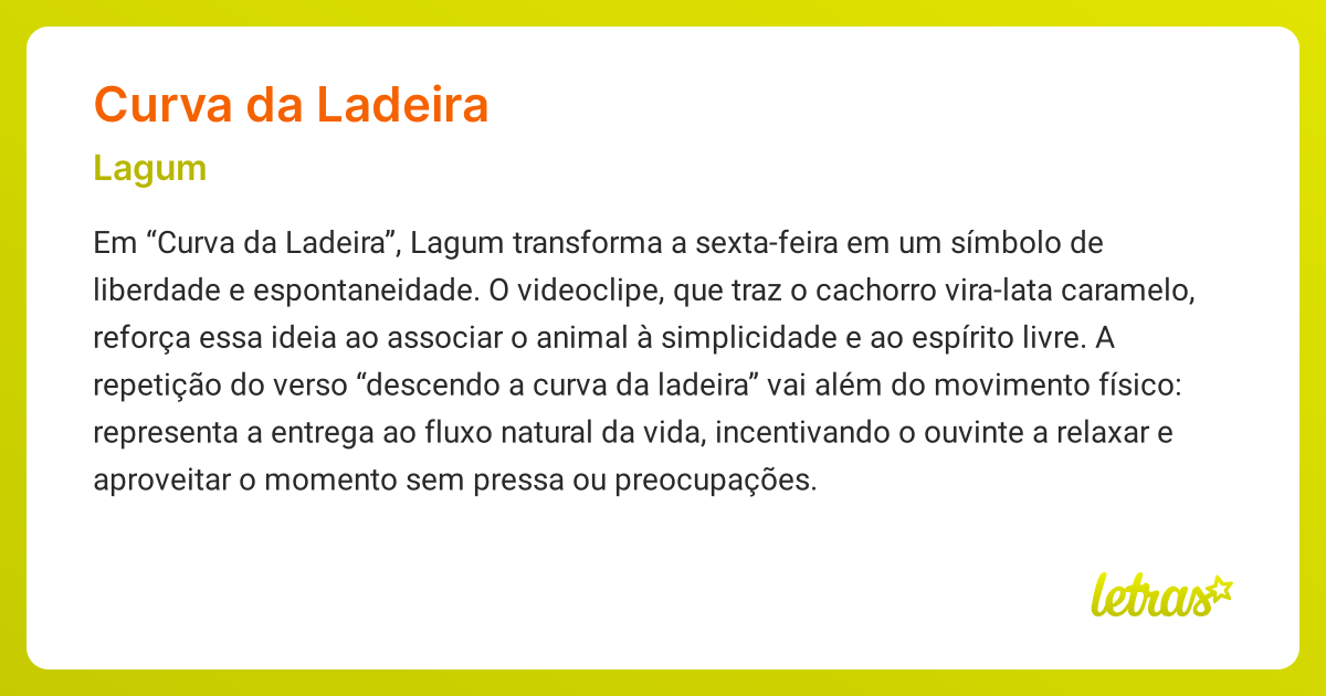 Significado da música CURVA DA LADEIRA (Lagum) - LETRAS.MUS.BR