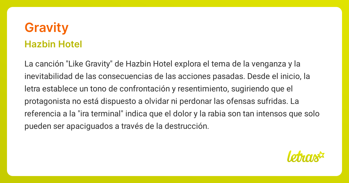 Significado de la canción GRAVITY (Hazbin Hotel) - LETRAS.COM