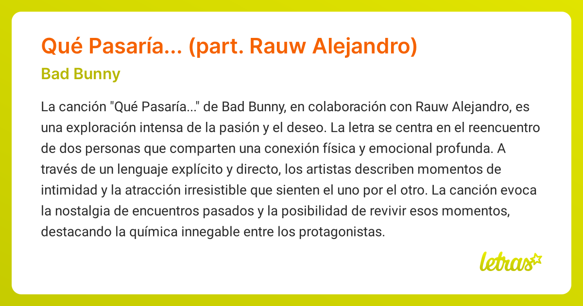 Significado de la canción Qué Pasaría... (part. Rauw Alejandro) (Bad ...