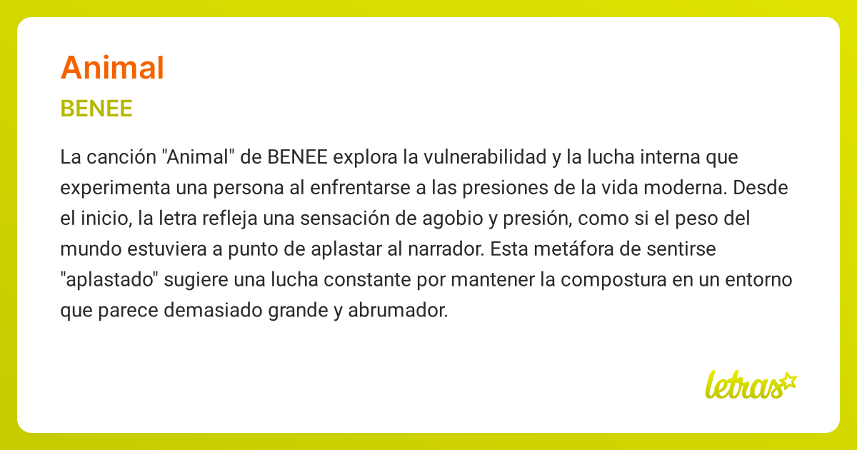 Significado de la canción ANIMAL (BENEE ) - LETRAS.COM