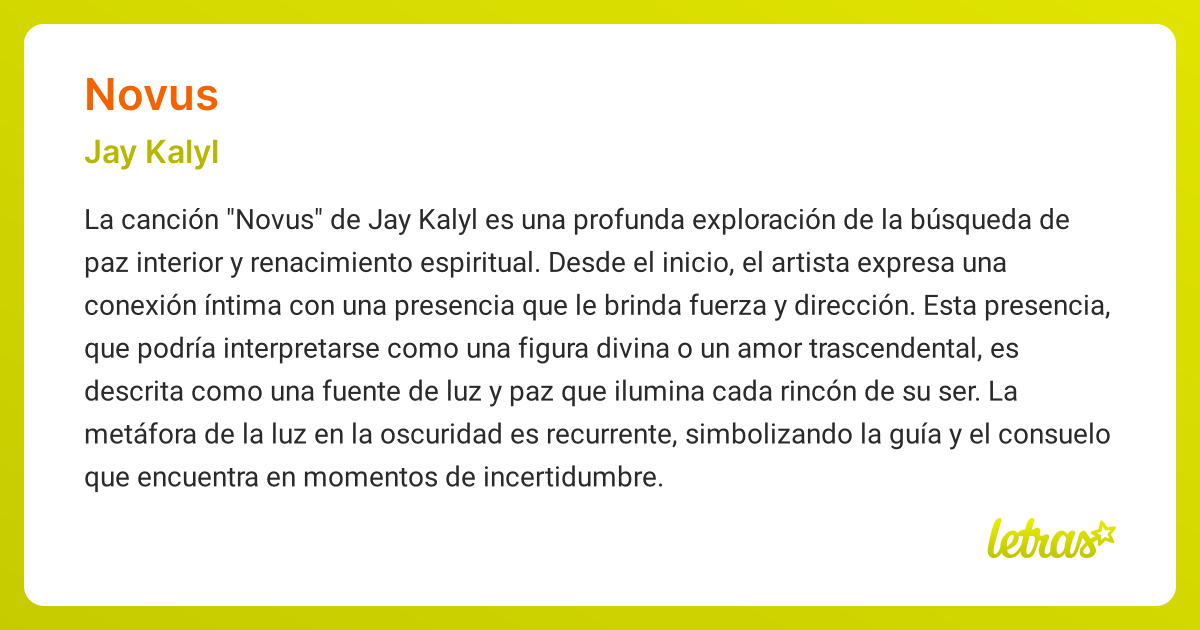 Significado de la canción NOVUS (Jay Kalyl) - LETRAS.COM
