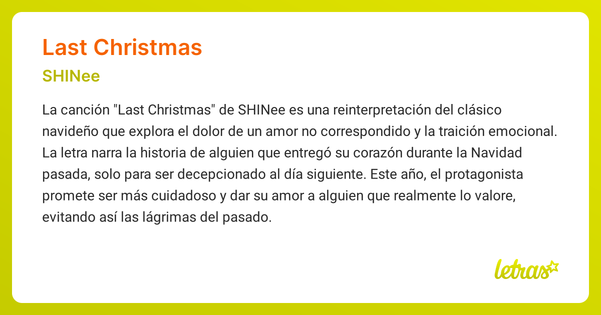 Significado de la canción LAST CHRISTMAS (SHINee) - LETRAS.COM