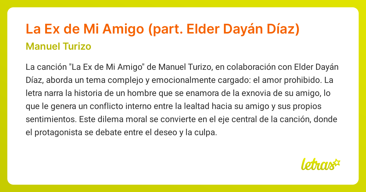 Significado de la canción La Ex de Mi Amigo (part. Elder Dayán Díaz ...
