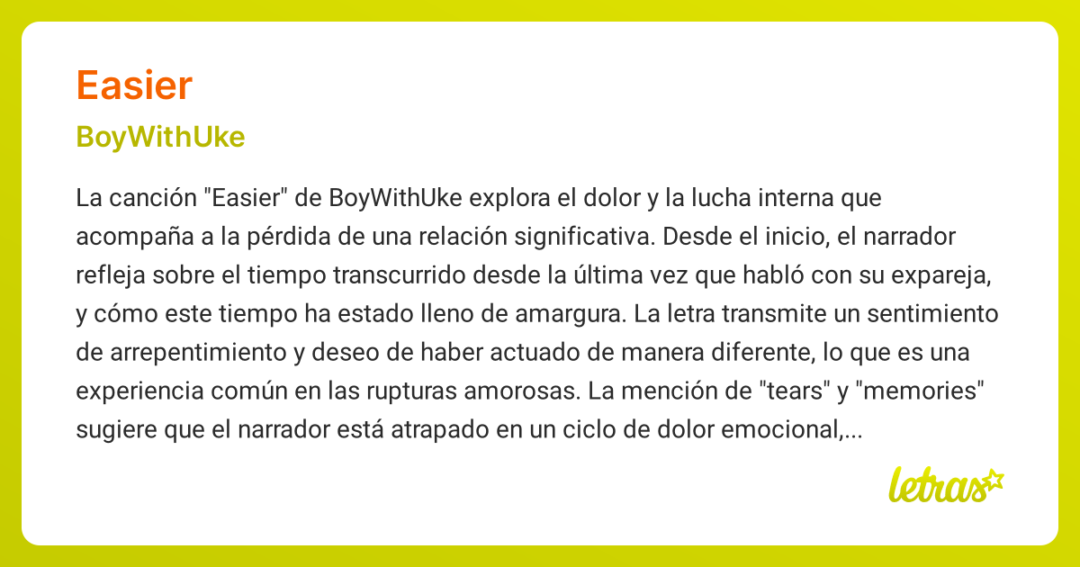 Significado de la canción EASIER (BoyWithUke) - LETRAS.COM