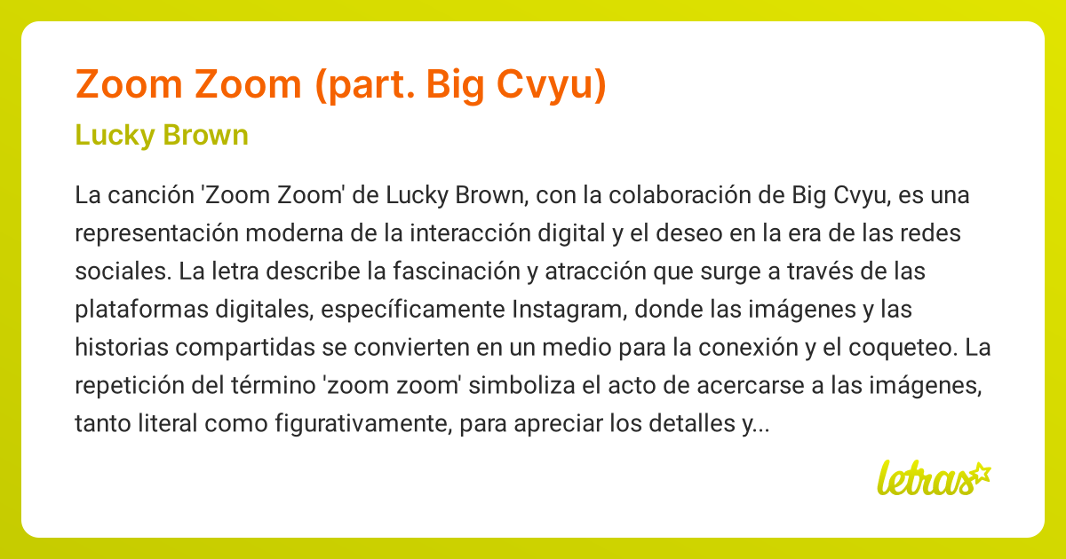 Significado de la canción ZOOM ZOOM (PART. BIG CVYU) (Lucky Brown ...