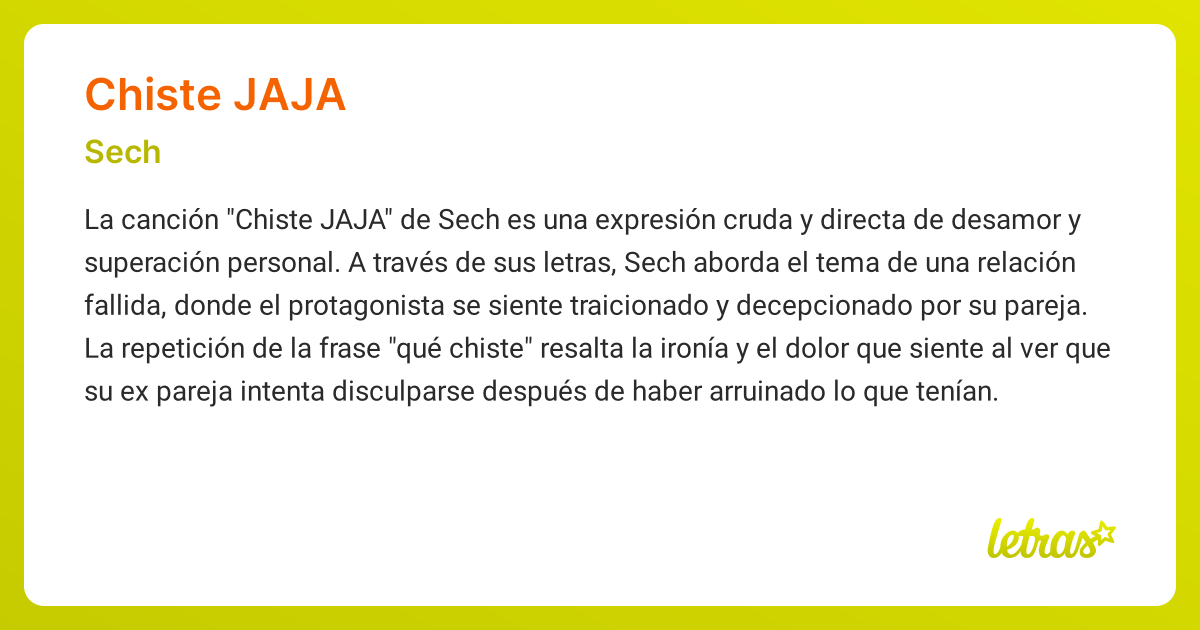 Significado de la canción CHISTE JAJA (Sech) - LETRAS.COM