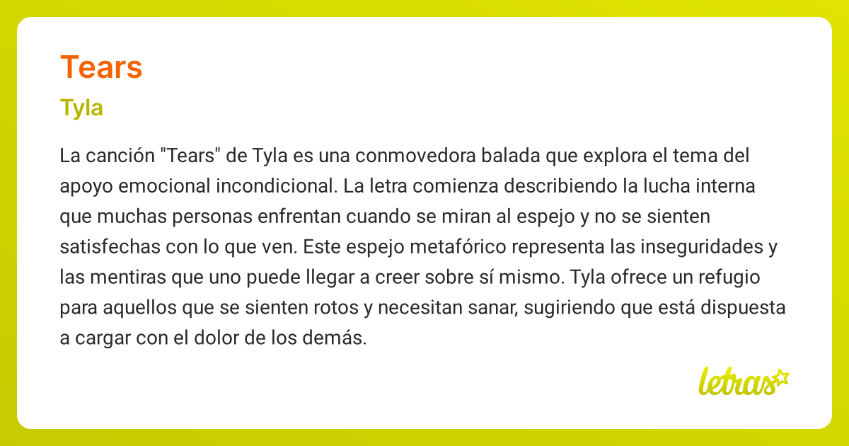Significado de la canción TEARS (Tyla) - LETRAS.COM