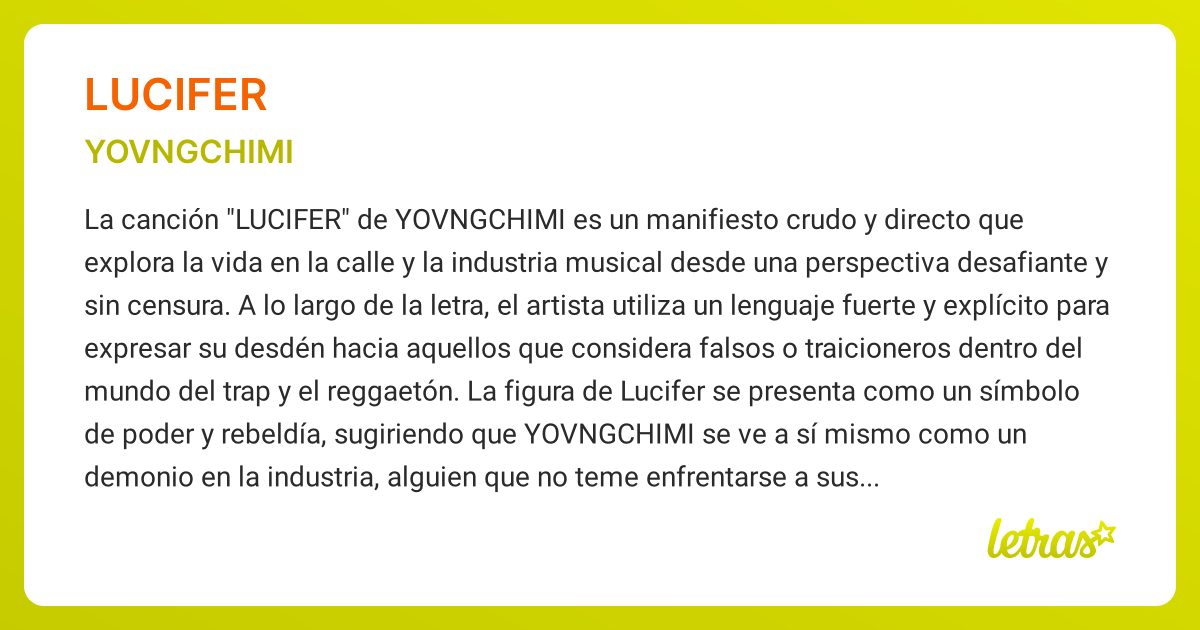 Significado de la canción LUCIFER (YOVNGCHIMI) - LETRAS.COM