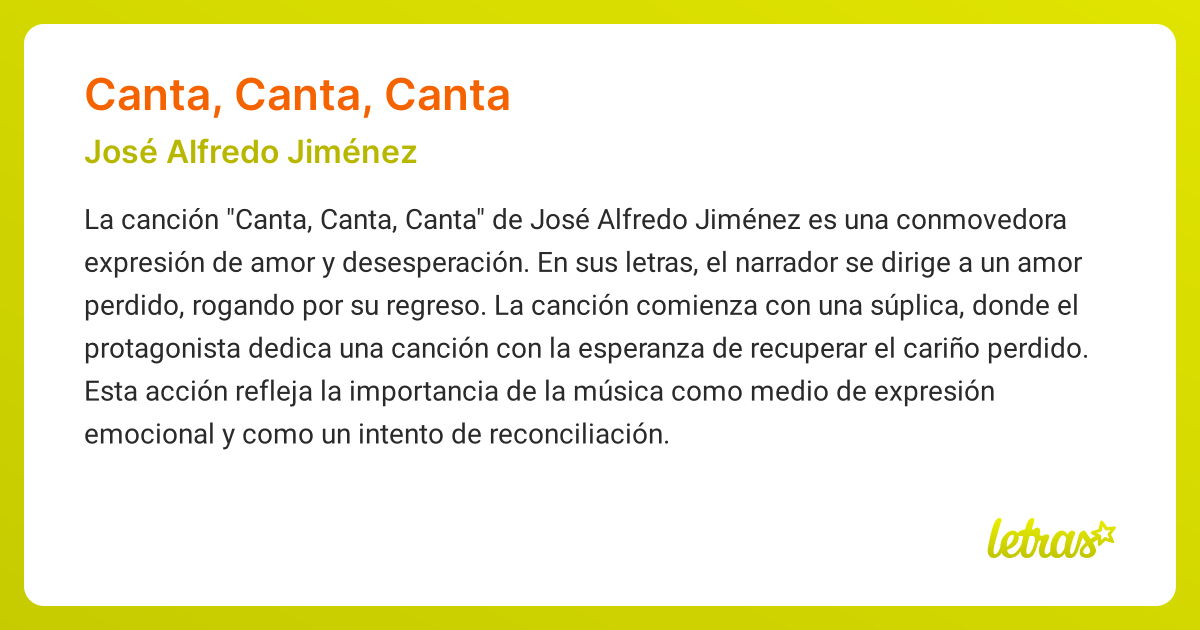 Significado de la canción CANTA, CANTA, CANTA (José Alfredo Jiménez ...