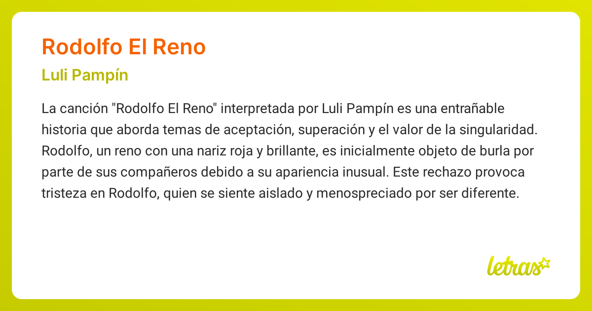 Significado de la canción RODOLFO EL RENO (Luli Pampín) - LETRAS.COM