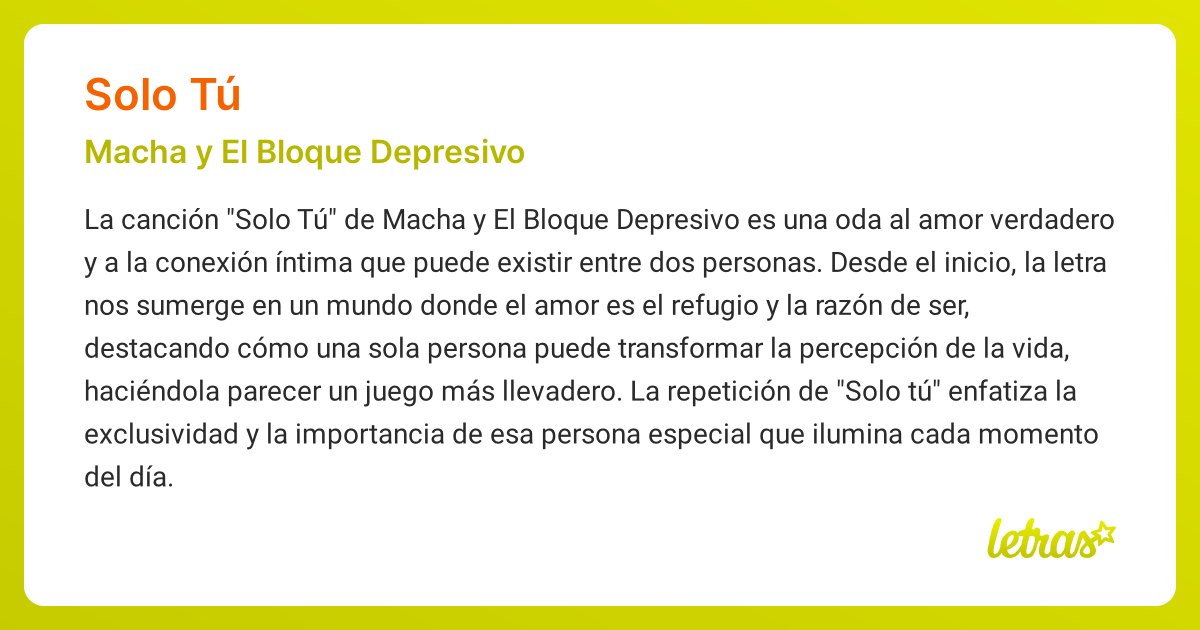 Significado de la canción SOLO TÚ (Macha y El Bloque Depresivo ...