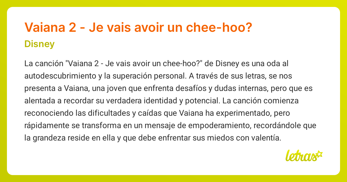 Significado de la canción Vaiana 2 - Je vais avoir un chee-hoo? (Disney ...