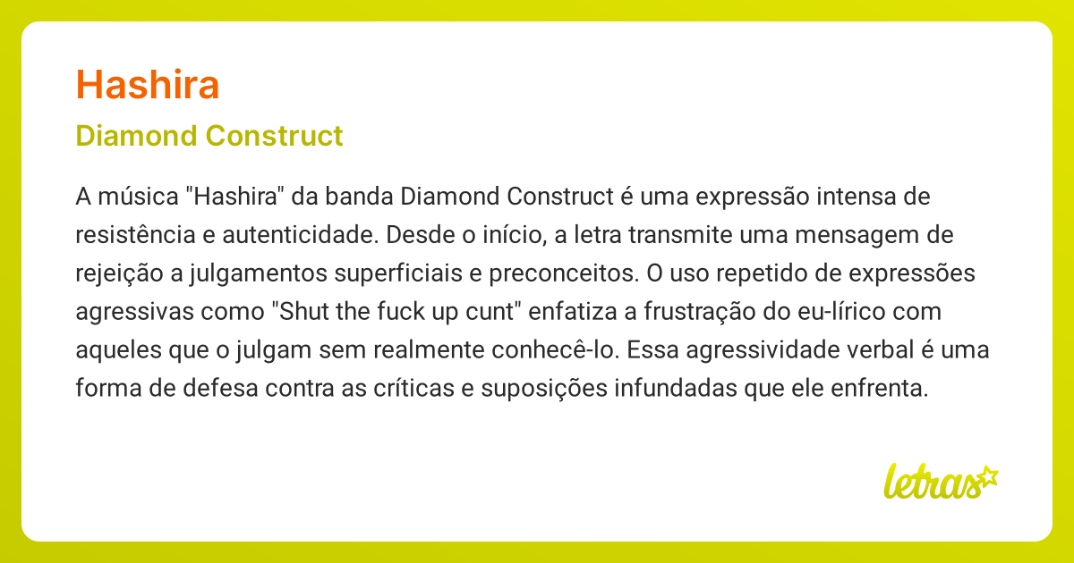 Significado da música HASHIRA (Diamond Construct) - LETRAS.MUS.BR