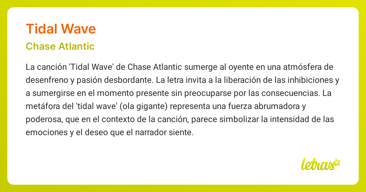 Significado de la canción TIDAL WAVE (Chase Atlantic) - LETRAS.COM