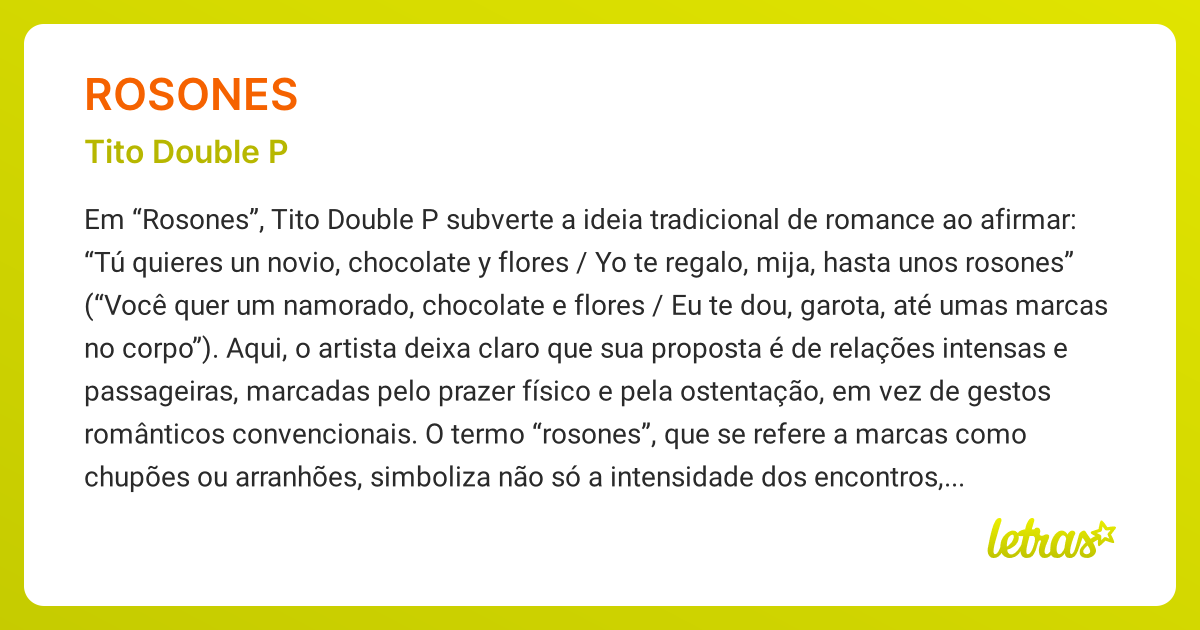 Significado da música ROSONES (Tito Double P) - LETRAS.MUS.BR