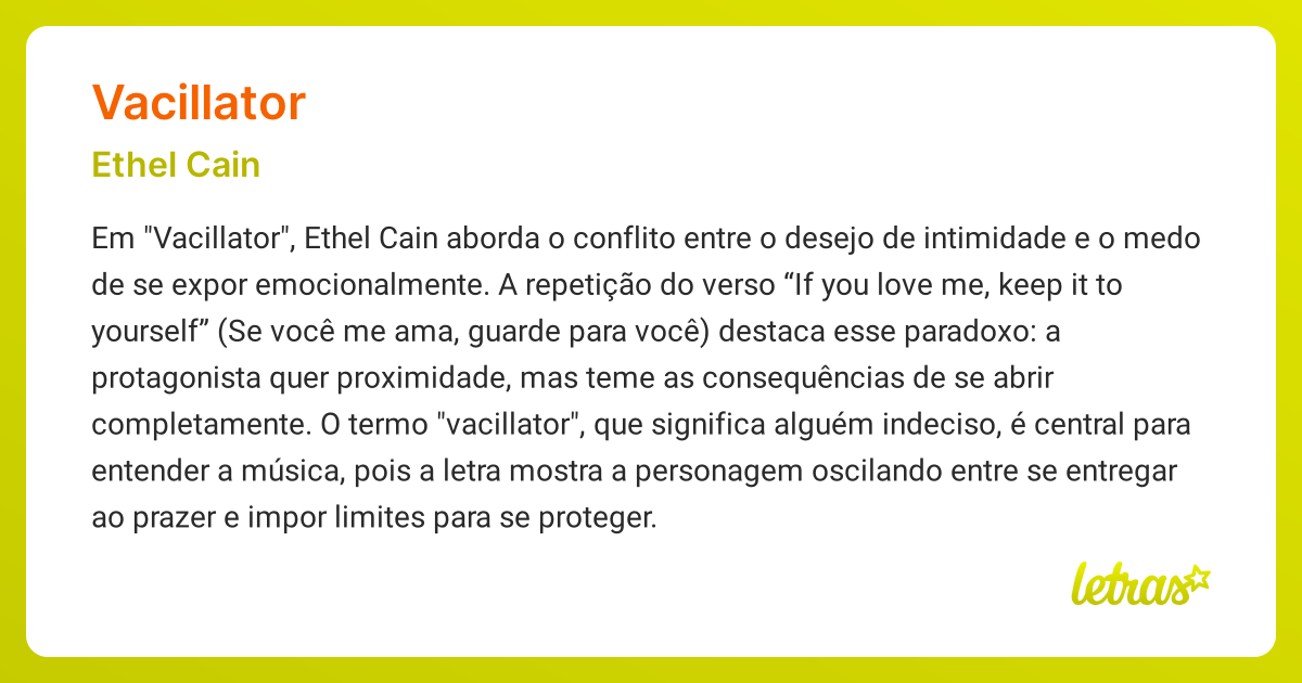 Significado da música VACILLATOR (Ethel Cain) - LETRAS.MUS.BR