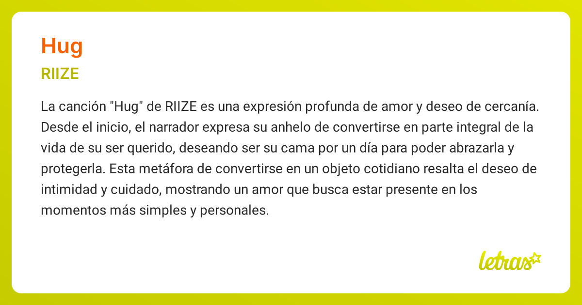 Significado de la canción HUG (RIIZE) - LETRAS.COM